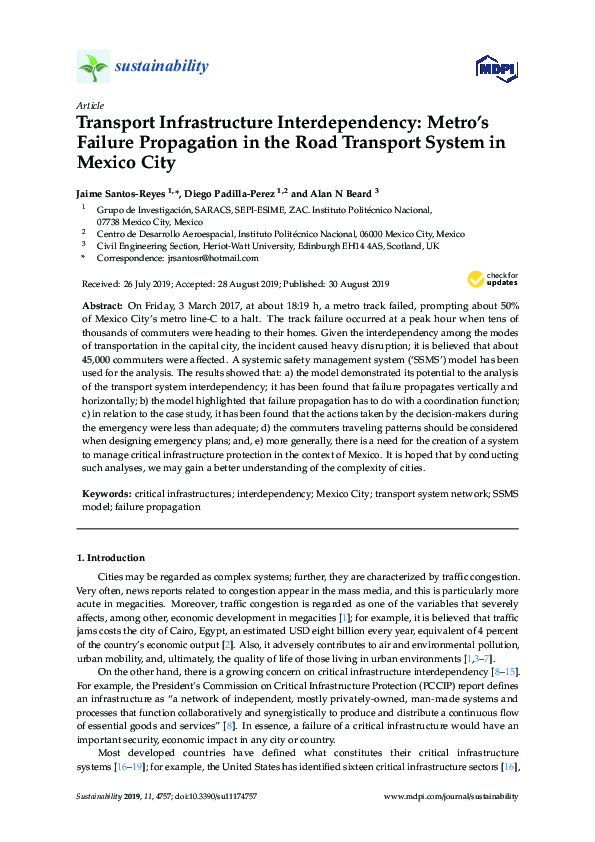 (PDF) Transport Infrastructure Interdependency: Metro’s Failure ...
