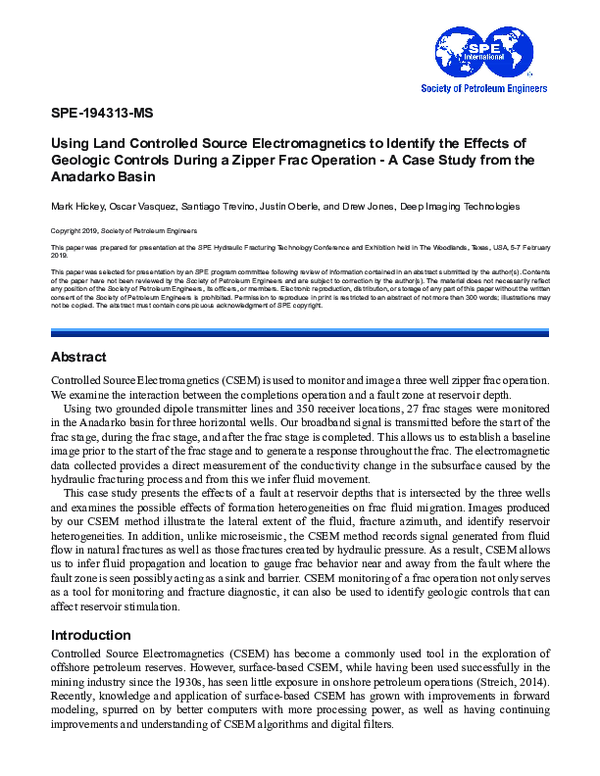 (PDF) Using Land Controlled Source Electromagnetics to Identify the ...