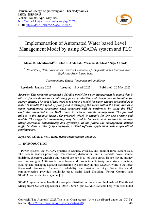 (PDF) Implementation of Automated Water based Level Management Model by ...
