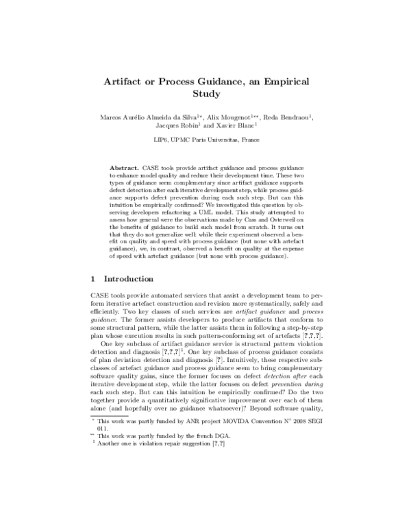 (PDF) Artifact or Process Guidance, an Empirical Study