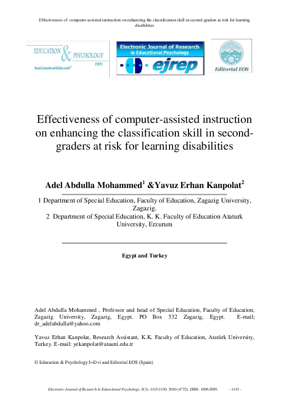 (PDF) Effectiveness of Computer-Assisted Instruction on Enhancing the ...