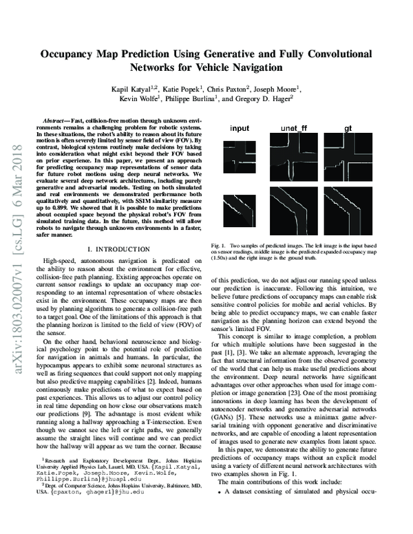 (PDF) Occupancy Map Prediction Using Generative and Fully Convolutional Networks for Vehicle ...