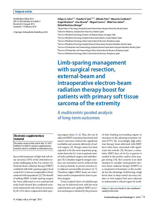 (PDF) Limb-sparing management with surgical resection, external-beam ...