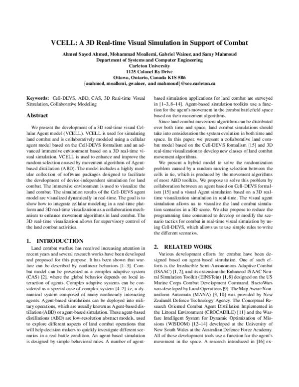 (PDF) VCELL: a 3D real-time visual simulation in support of combat