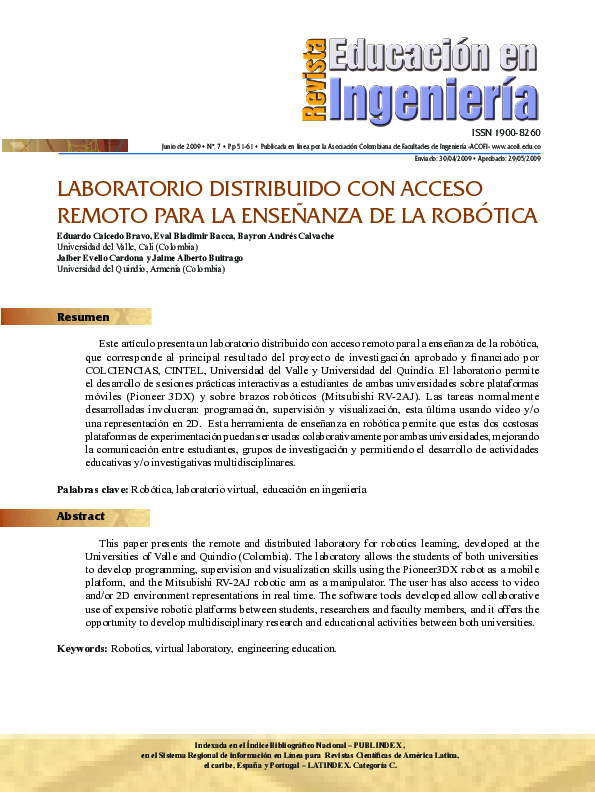 (PDF) Laboratorio distribuido con acceso remoto para la enseñanza de la ...