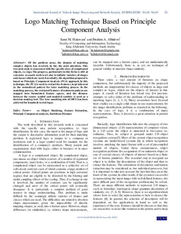 (PDF) Logo Matching Technique Based on Principle Component Analysis