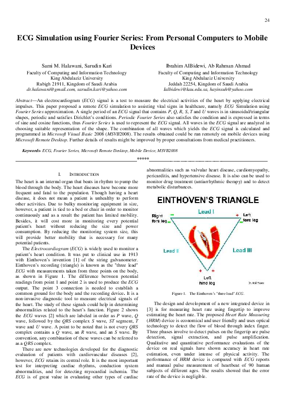 (PDF) ECG Simulation using Fourier Series: From Personal Computers to ...