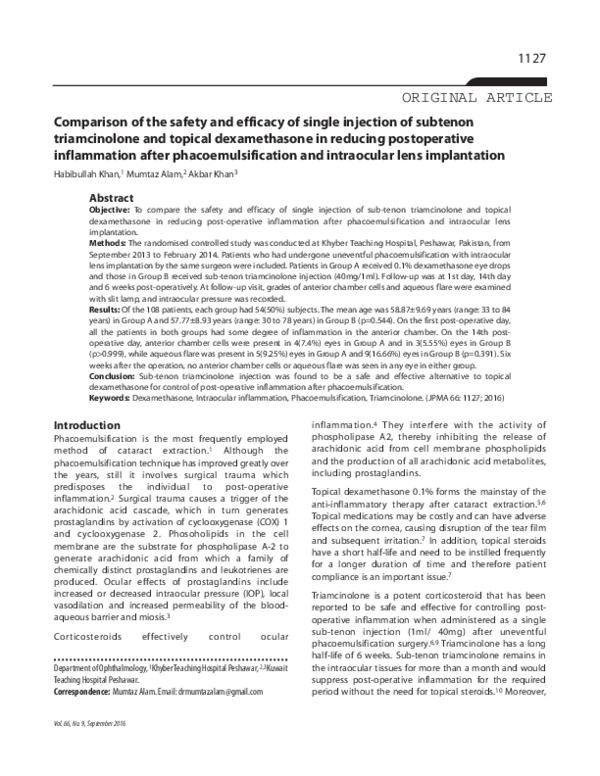 (PDF) Comparison of the safety and efficacy of single injection of ...