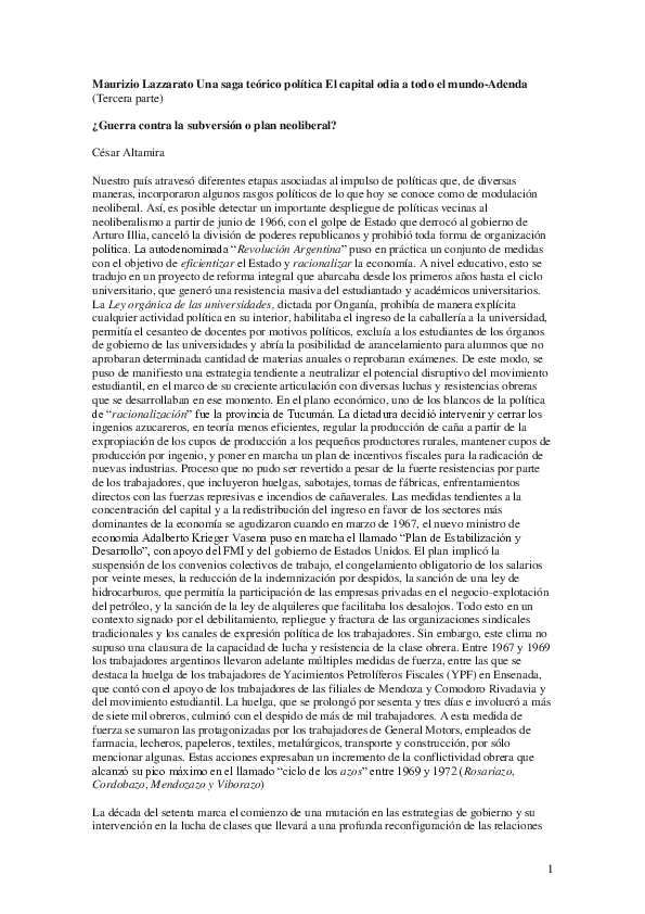 (PDF) Maurizio Lazzarato Una saga teórica política. El Capital odia a ...