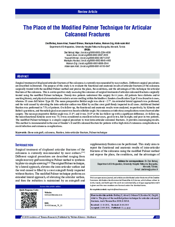 (PDF) The place of the modified palmer technique for articular ...