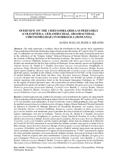 (PDF) Overview on the Chrysomeloidea Superfamily (Coleoptera ...