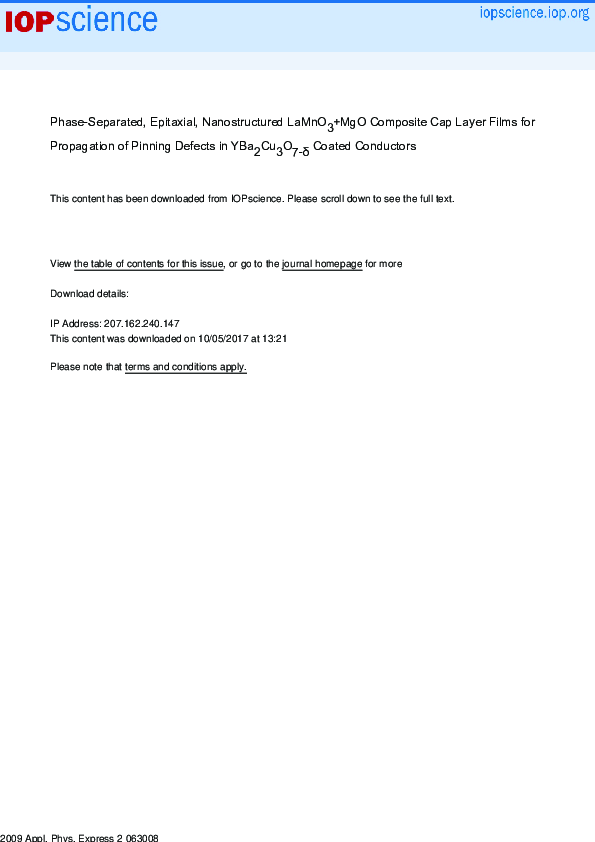 (PDF) Phase-Separated, Epitaxial, Nanostructured LaMnO 3 +MgO Composite ...