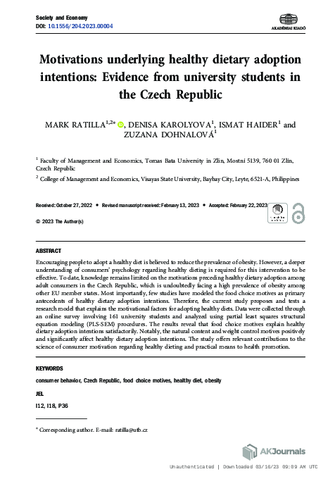 (PDF) Motivations underlying healthy dietary adoption intentions ...