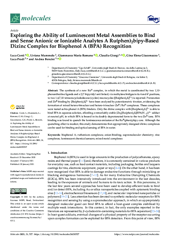 (PDF) Exploring the Ability of Luminescent Metal Assemblies to Bind and Sense Anionic or ...