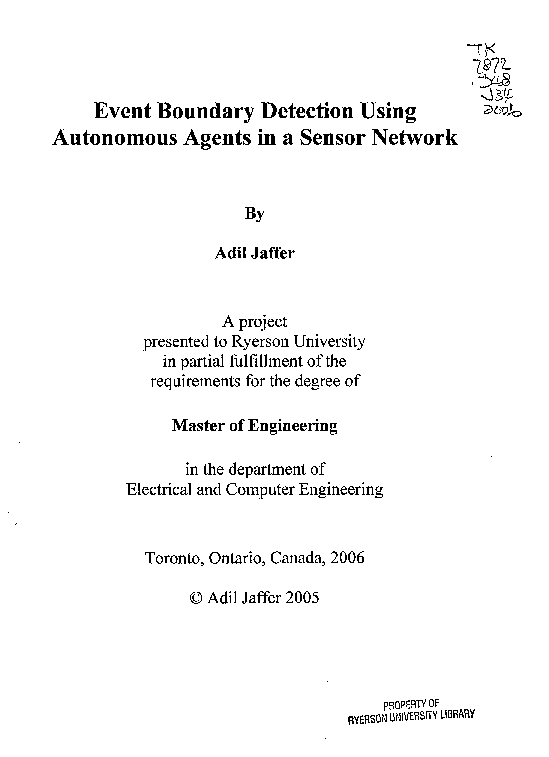 (PDF) Event Boundary Detection Using Autonomous Agents in a Sensor Network | Hesham El Sayed ...