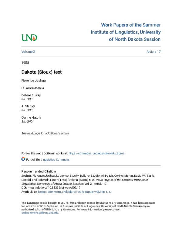 (PDF) Dakota (Sioux) text