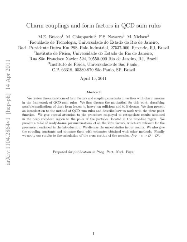 (PDF) Charm couplings and form factors in QCD sum rules