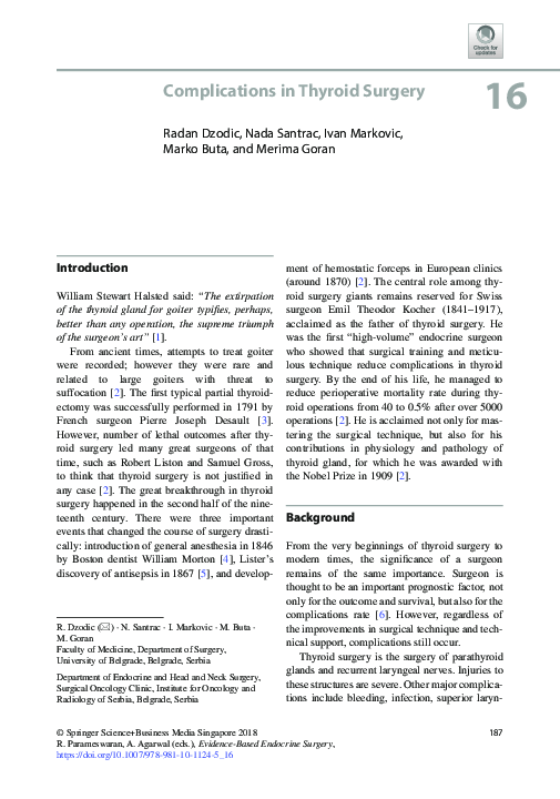 (PDF) Complications in Thyroid Surgery