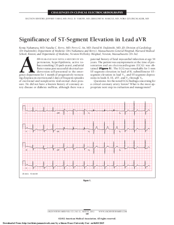 (PDF) Significance of ST-Segment Elevation in Lead aVR