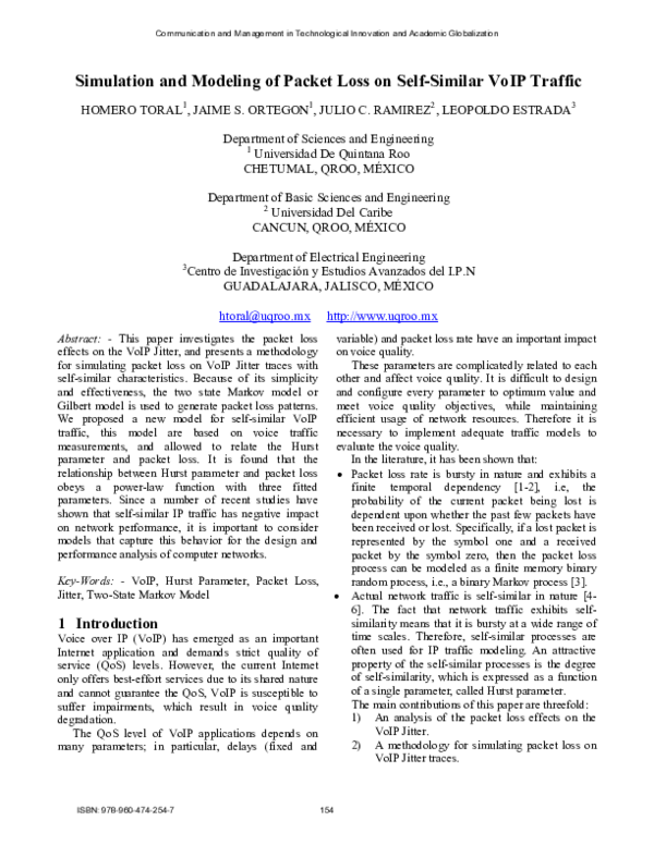 (PDF) Simulation and modeling of packet loss on self-similar VoIP traffic