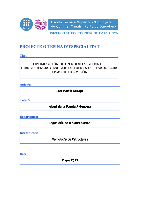 (PDF) Optimización de un nuevo sistema de transferencia y anclaje de ...
