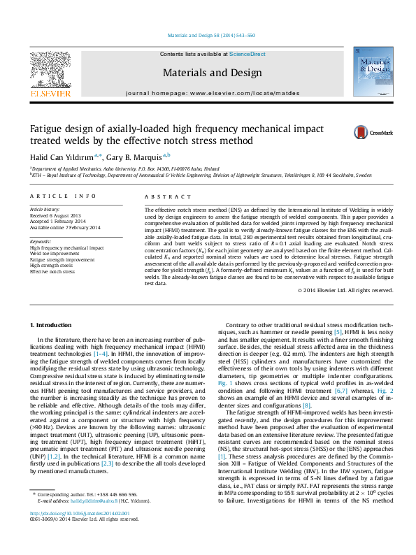 (PDF) Fatigue design of axially-loaded high frequency mechanical impact ...