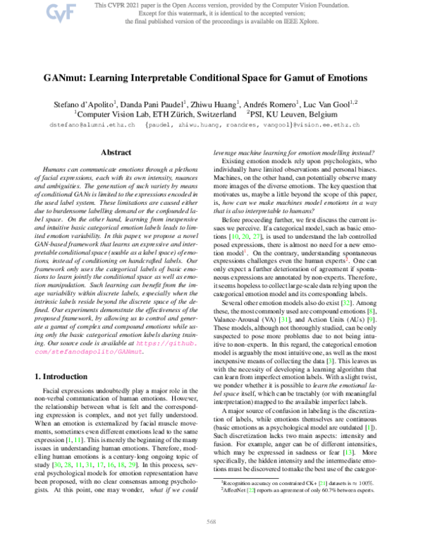 (PDF) GANmut: Learning Interpretable Conditional Space for Gamut of ...