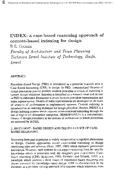 (PDF) INDEX: Case-Based Design Indexing Method