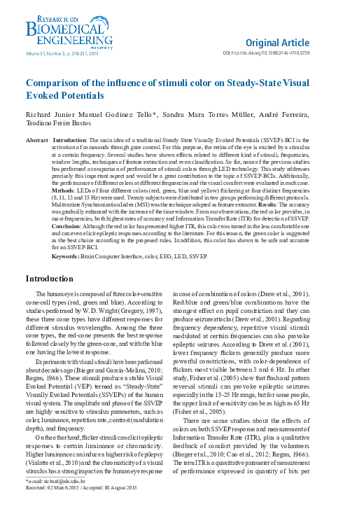 (PDF) Comparison of the influence of stimuli color on Steady-State ...