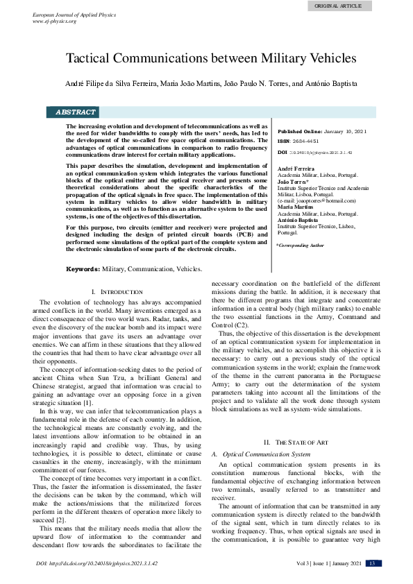 (PDF) Tactical Communications between Military Vehicles