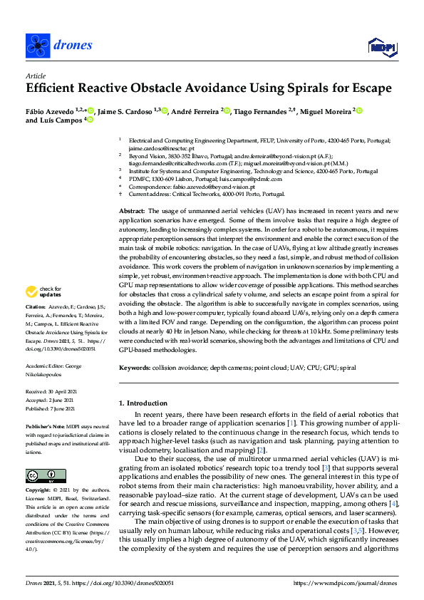 (PDF) Efficient Reactive Obstacle Avoidance Using Spirals for Escape