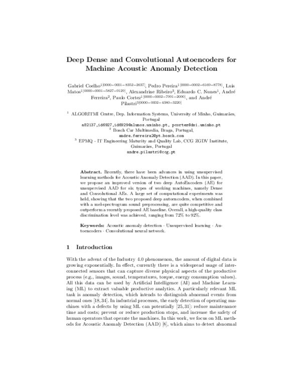 (PDF) Deep Dense and Convolutional Autoencoders for Machine Acoustic Anomaly Detection