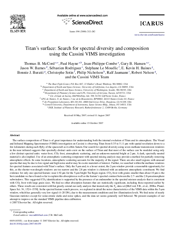 Pdf Titans Surface Search For Spectral Diversity And Composition