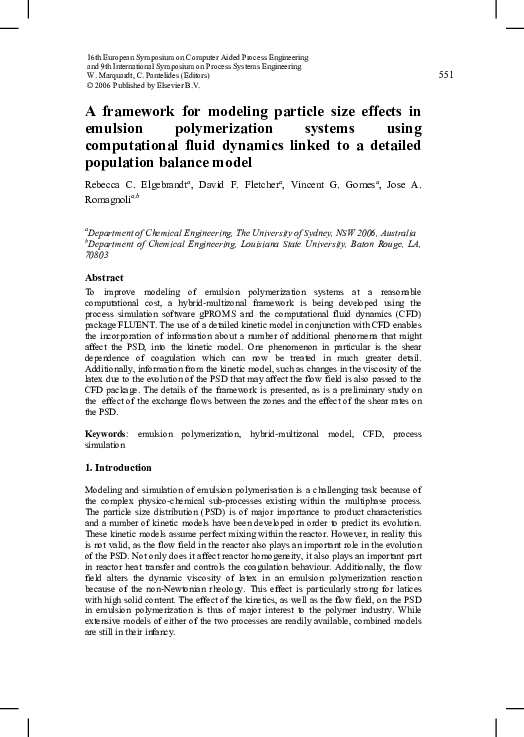 (PDF) A framework for modeling particle size effects in emulsion polymerization systems using ...