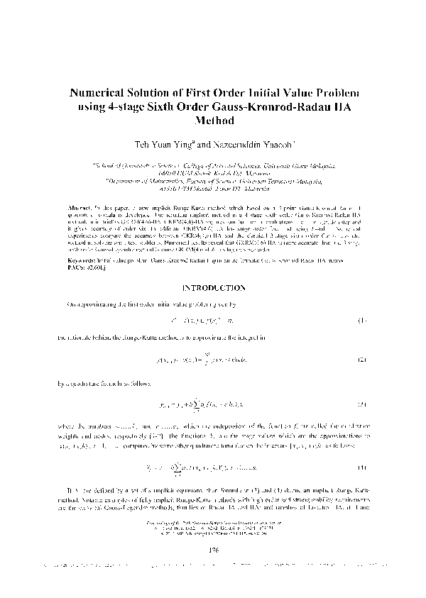 (PDF) Numerical solution of first order initial value problem using 4 ...