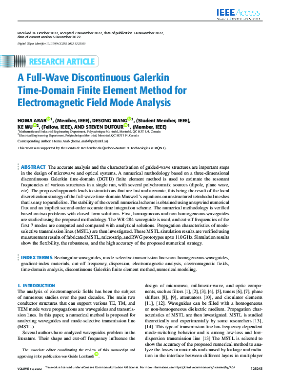 (PDF) A Full-Wave Discontinuous Galerkin Time-Domain Finite Element Method for Electromagnetic ...