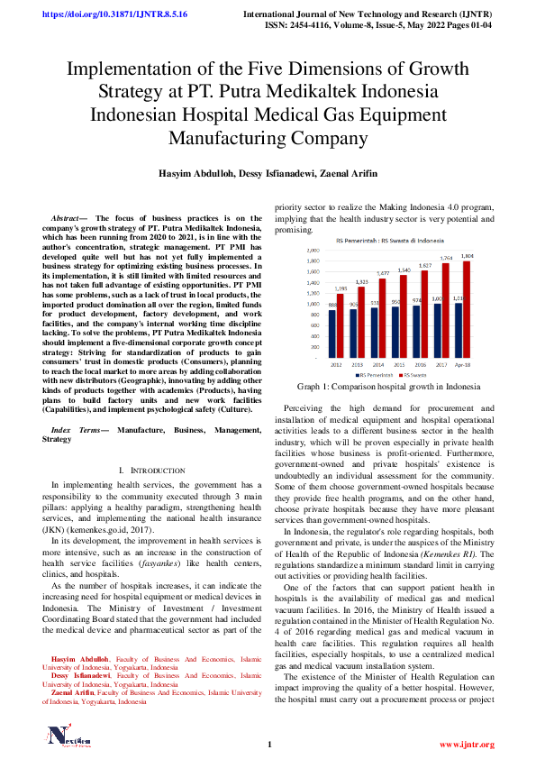 (PDF) Implementation of the Five Dimensions of Growth Strategy at PT ...