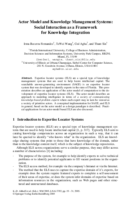 (PDF) Actor Model and Knowledge Management Systems: Social Interaction as a Framework for ...