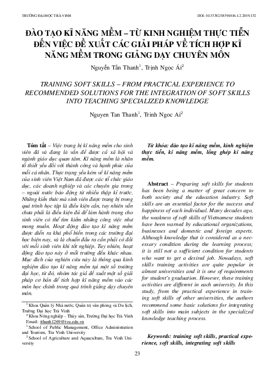 (PDF) Training Soft Skills – from Practical Experience to Recommended ...
