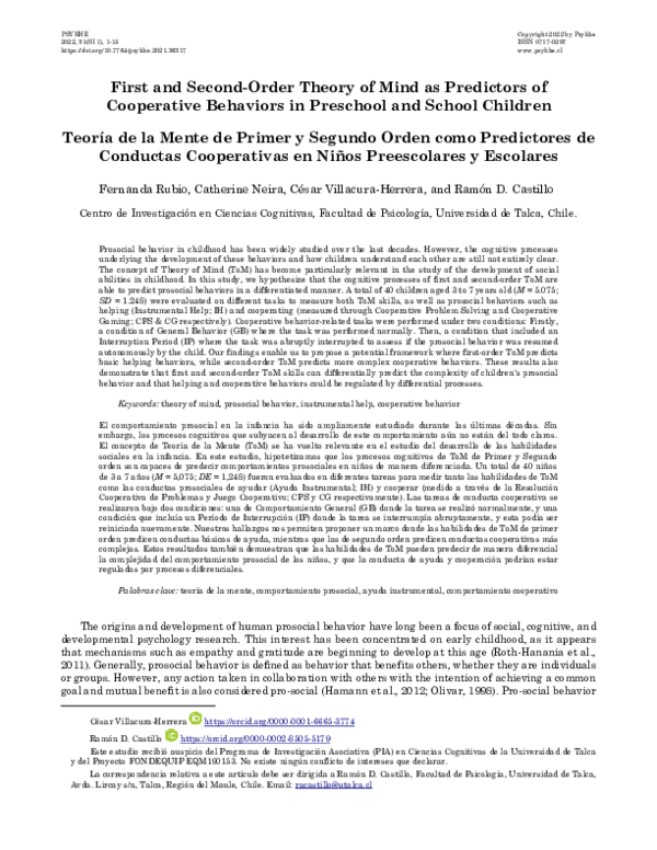 (PDF) First and Second-Order Theory of Mind as Predictors of ...