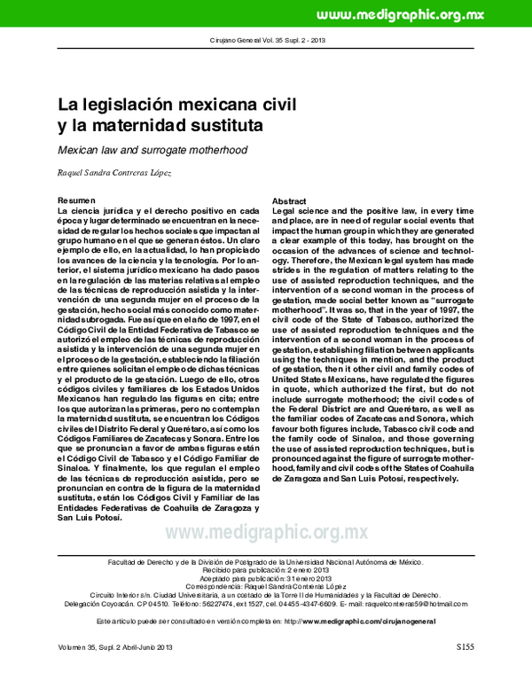 (PDF) Mexican law and surrogate motherhood