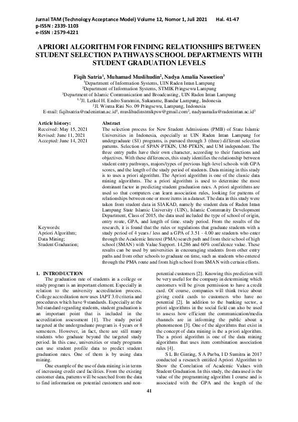 (PDF) Apriori Algorithm for Finding Relationships Between Student ...