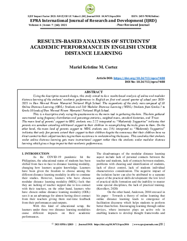 (PDF) Results-Based Analysis of Students’ Academic Performance in ...