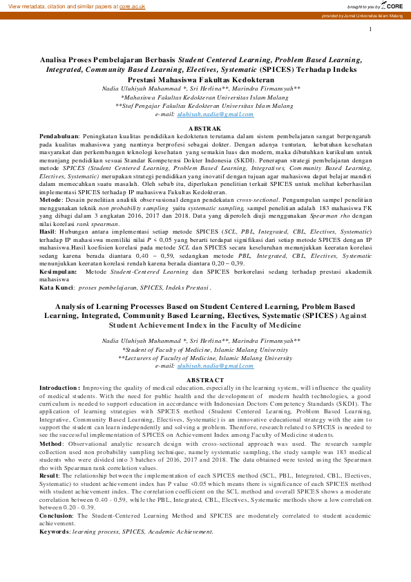 (PDF) Analisa Proses Pembelajaran Berbasis Student Centered Learning, Problem Based Learning ...