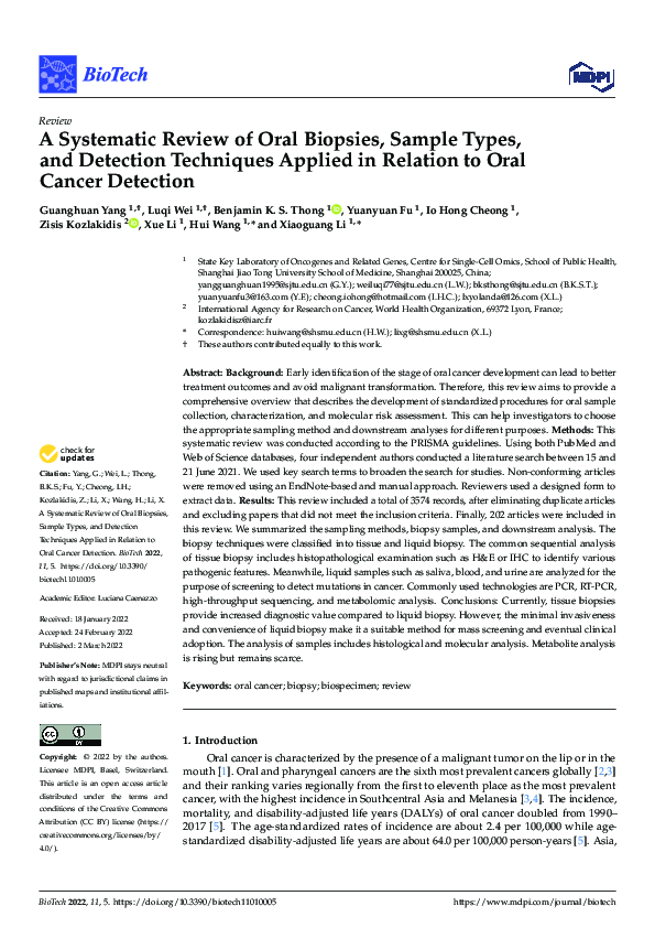 (PDF) A Systematic Review of Oral Biopsies, Sample Types, and Detection ...