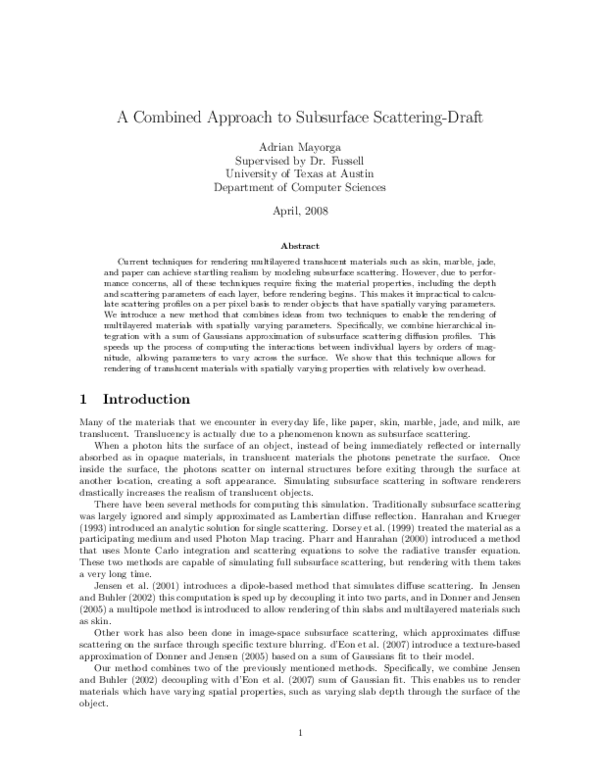 (PDF) A Combined Approach to Subsurface Scattering-Draft
