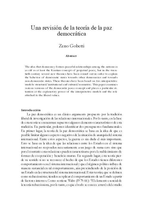 (PDF) Una revisión de la teoría de la paz democrática