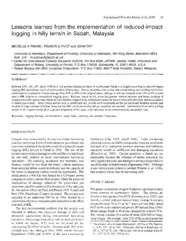 (PDF) Lessons learned from the implementation of reduced impact logging in hilly terrain in ...
