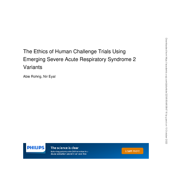 (PDF) Ethics of SARS-CoV-2 Variant Challenge Trials