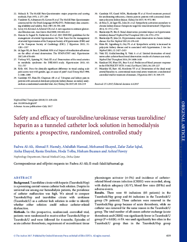 (PDF) Safety and efficacy of taurolidine/urokinase versus taurolidine ...